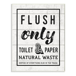 Stupell Industries Flush Only Bathroom Sign Family Home Word Design, 10 ...