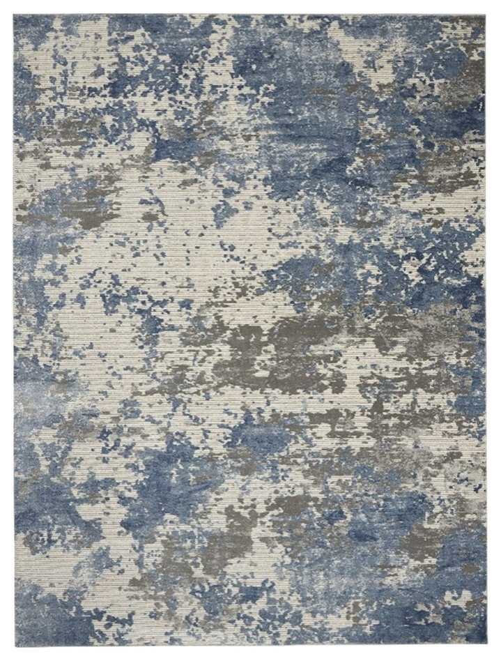 Nourison Rustic Textures 94" x 126" Fabric Indoor Rug in Gray/Blue ...