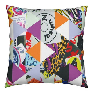 Geometric 80S Graffiti Triangles Wild Loud Throw Pillow - Contemporary ...