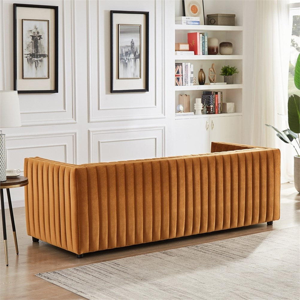 Sier Mid Century Modern Luxury Velvet Sofa Couch in Gold - Contemporary ...
