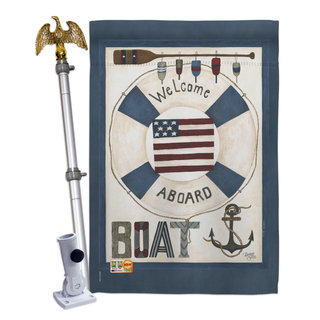Welcome Aboard Coastal Nautical House Flag Set - Modern - Flags And ...