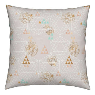 Geo Peony Triangle Gold Tribal Girl Throw Pillow - Contemporary ...