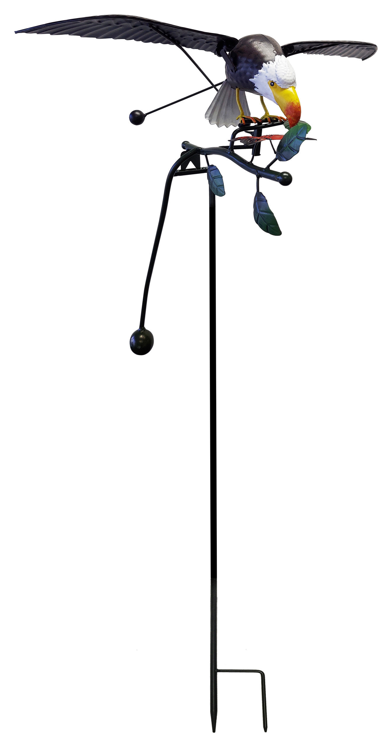 Outdoor Metal Bald Eagle Rustic Balancing Garden Stake Wind Sculpture ...