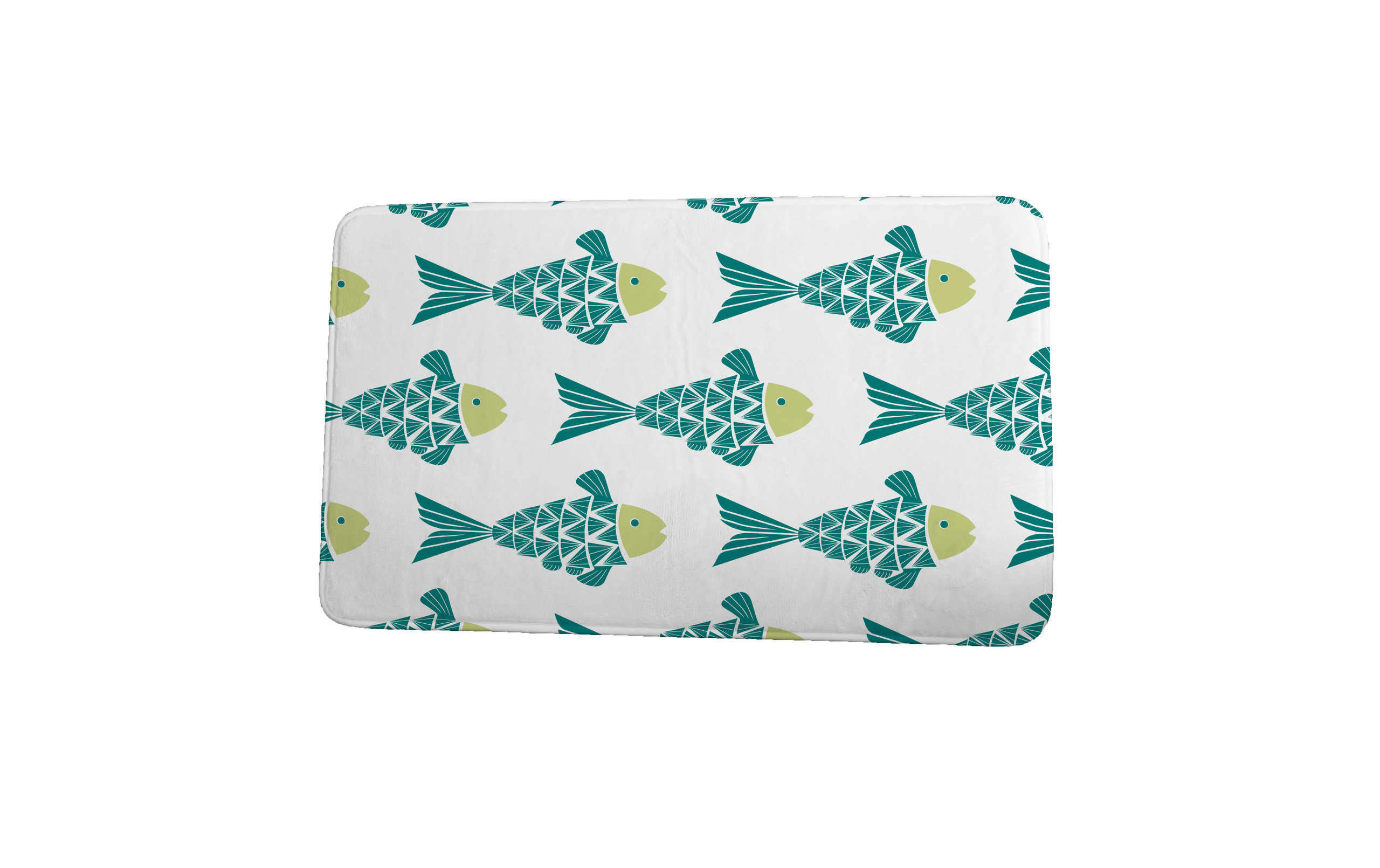 Beach Vacation Fish Tales Coastal Print Bath Mat, 17"x24" - Beach Style ...