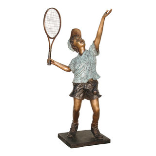 Junior Tennis Player, Serving - Traditional - Garden Statues And Yard ...