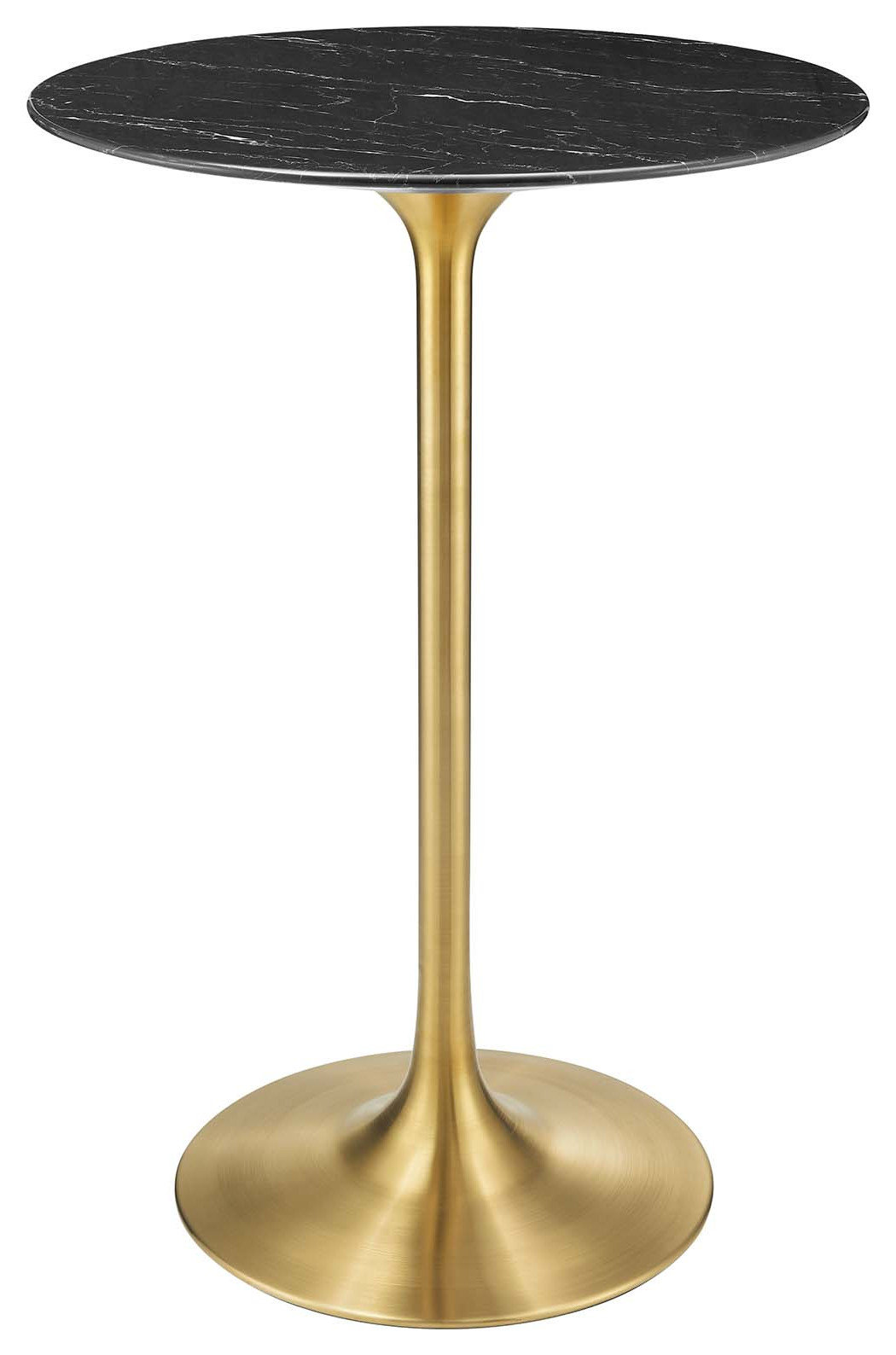 Modway Lippa 28" Artificial Marble Bar Table, Gold Black - Midcentury ...