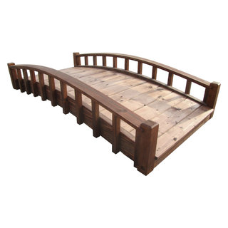 SamsGazebos Japanese Wood Garden Bridge With Arched Railings, 6 ...