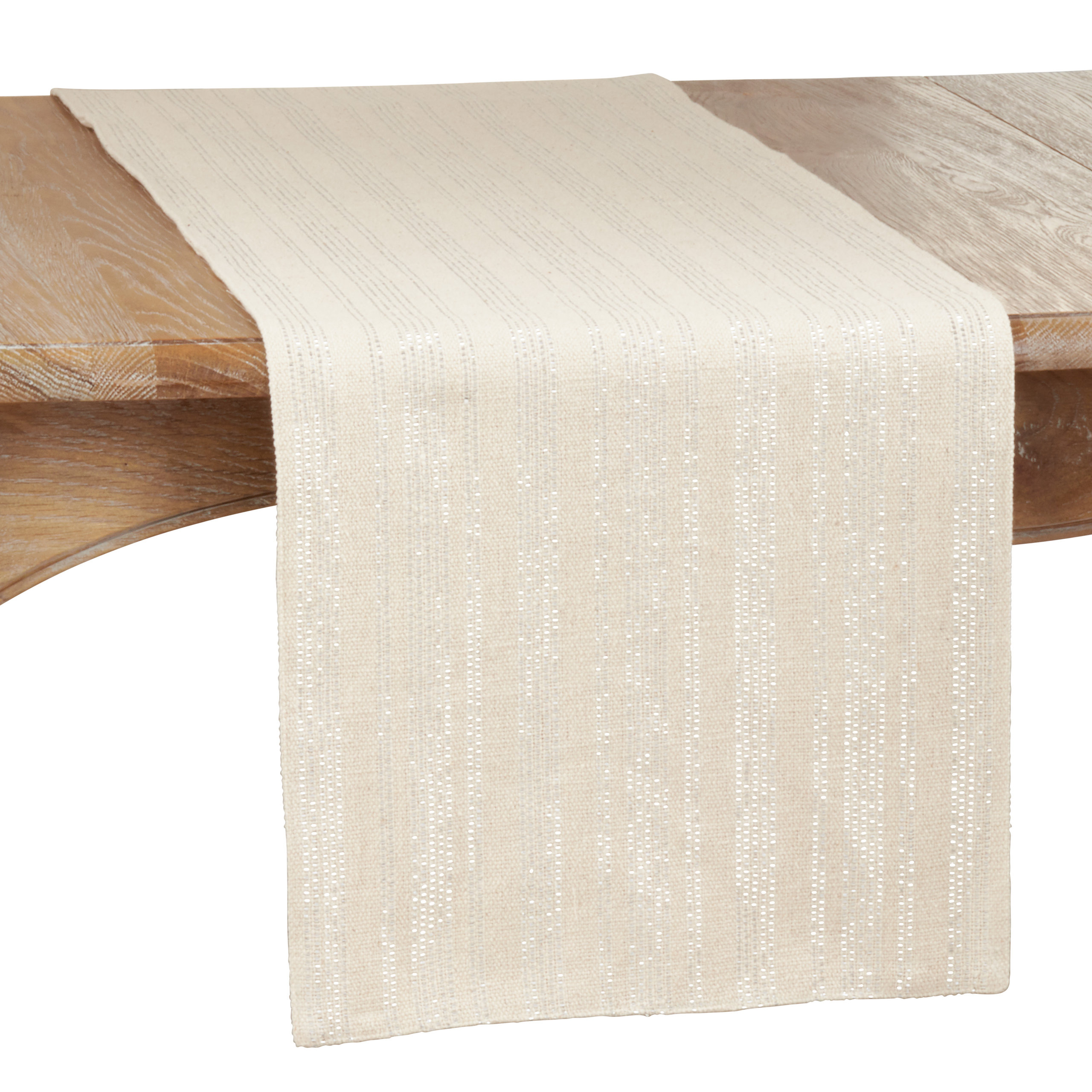 Dining Table Runner With Shimmer Line Design, Natural - Contemporary ...