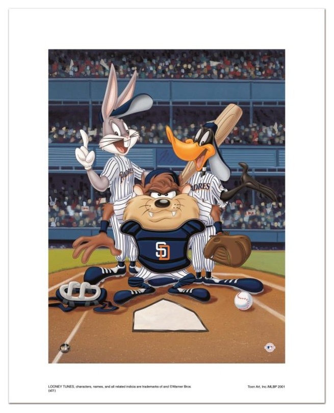 "At the Plate, Padres, " MLB Limited Edition Looney Tunes Animation Art ...