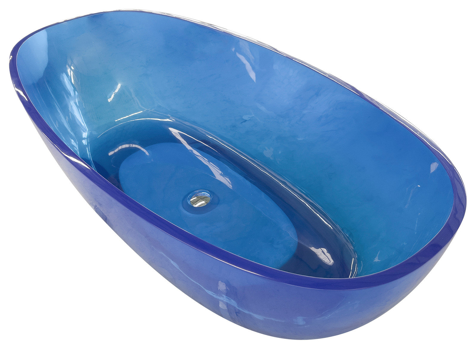 64'' x 29.6'' Freestanding Solid Surface Soaking Bathtub in Translucent ...