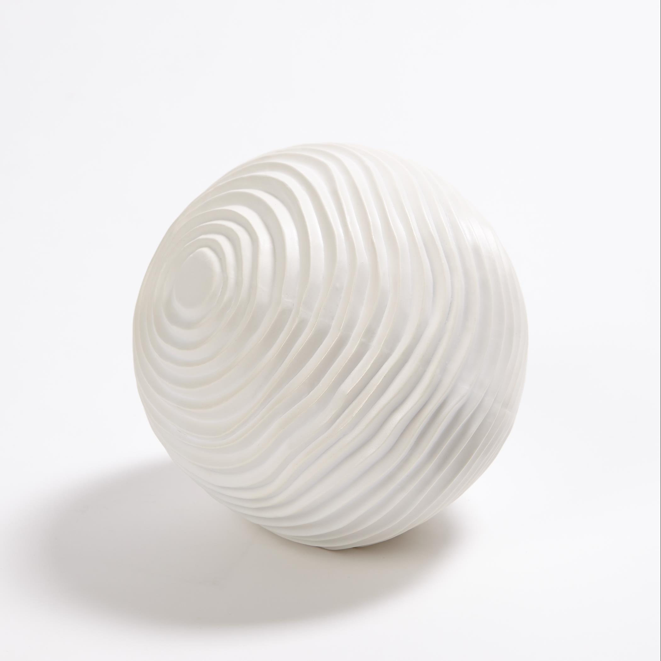 Elegant 7" Ribbed Sphere Sculpture Set of 3 Architectural Shape Modern ...