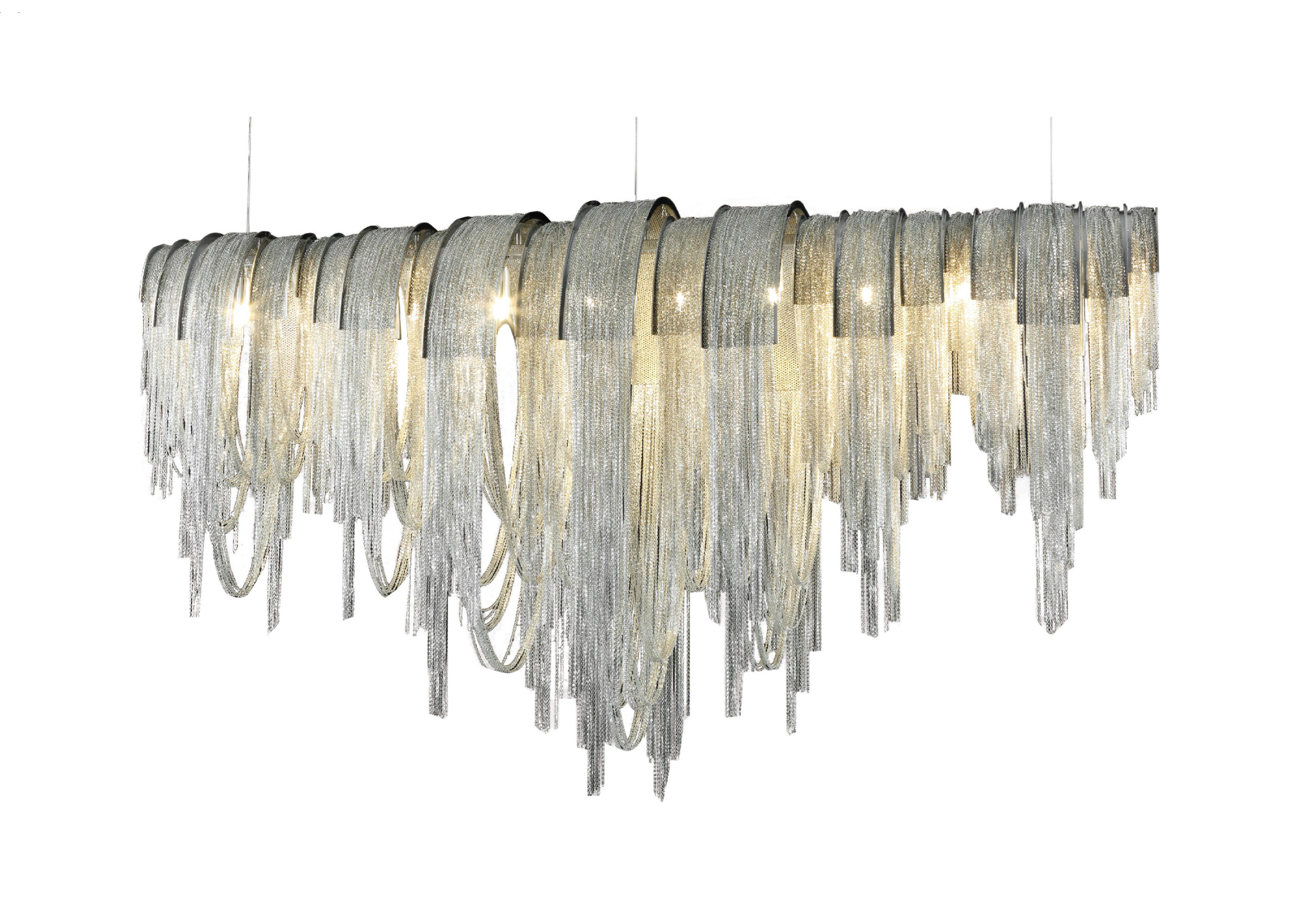 Chrome Iron Chain Chain Light With Adjustable Strings - Contemporary ...