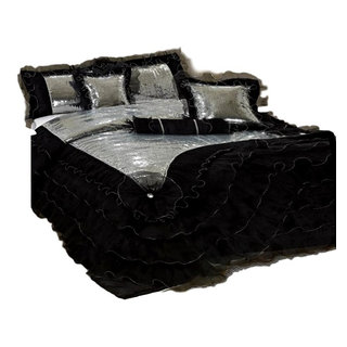 Tache 6-Piece Black/Silver Sequin Bedding Set, Queen - Traditional ...