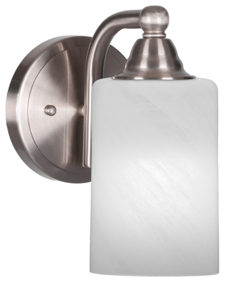 Paramount Wall Sconce, Brushed Nickel, 4" White Marble Glass ...