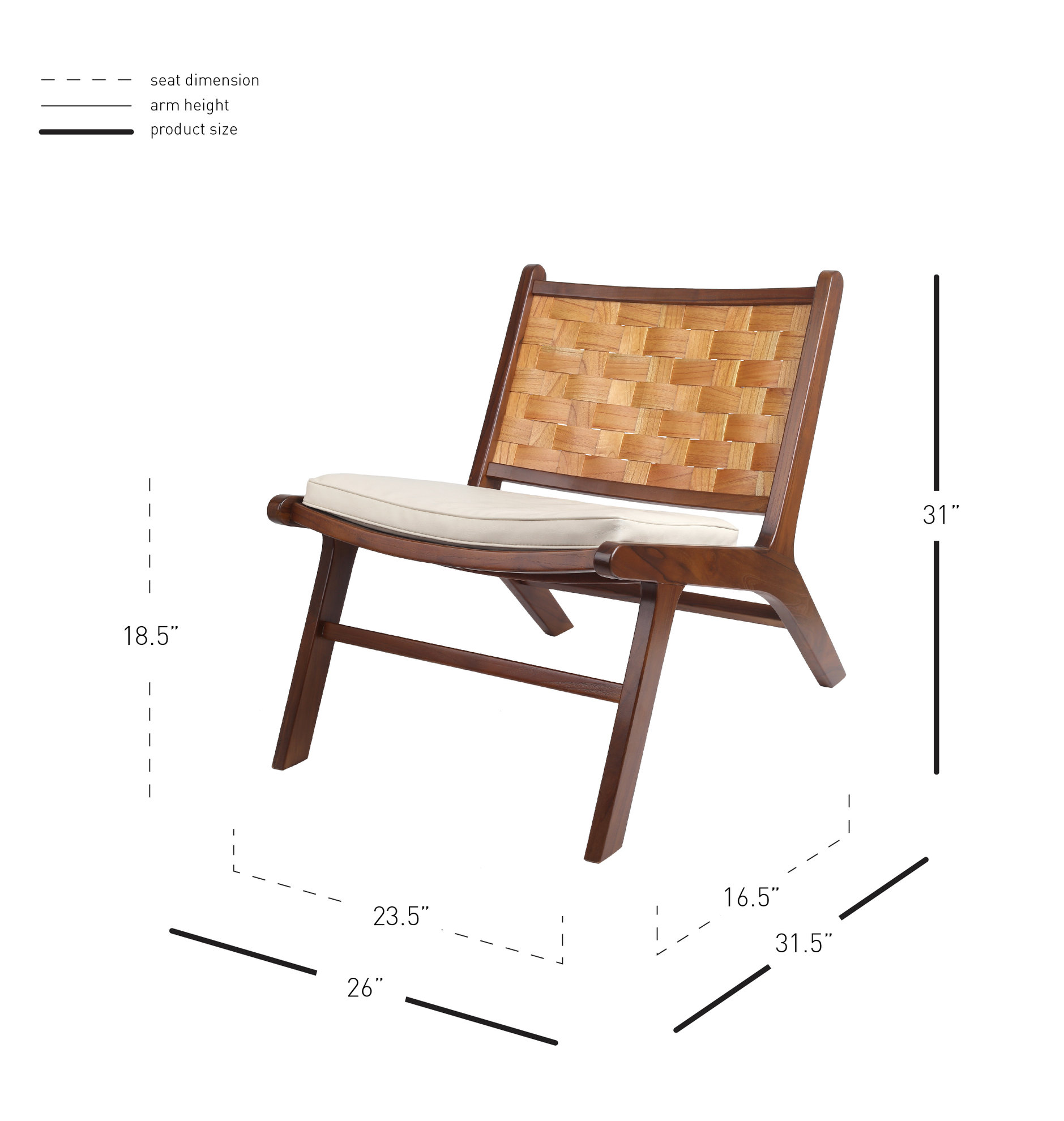 Loria Teak Accent Chair With Cushion - Midcentury - Armchairs And ...