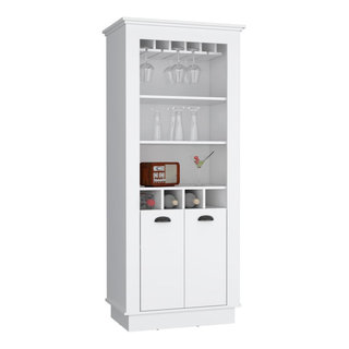 Bar Cabinet Multi-Storage Unit with Built-in Bottle and Glass Racks ...