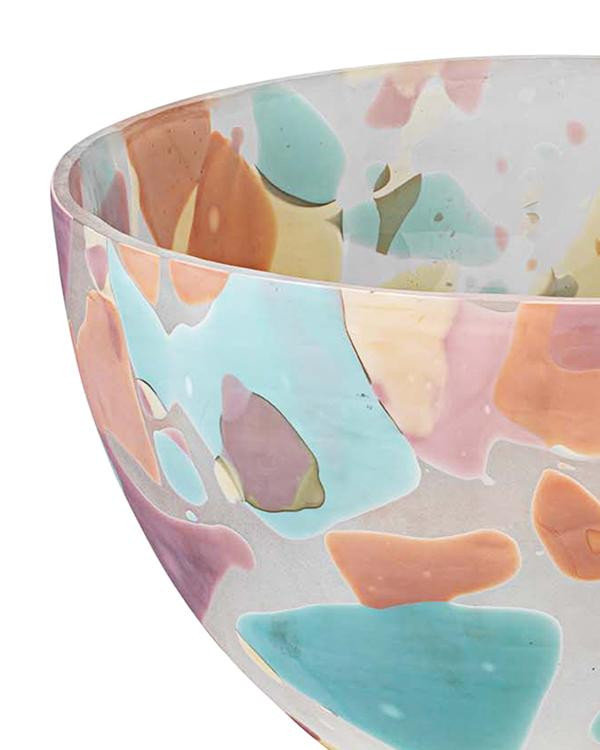 Gorgeous Pastel Modern 14" Art Glass Bowl Multi Color Aqua Pink ...
