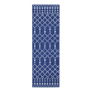 Nourison Whimsicle 24x72" Runner Fabric Tribal Area Rug in Navy Blue ...