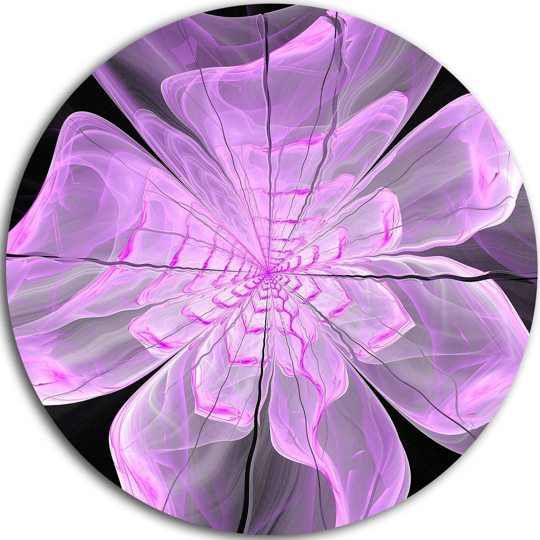 Lush Purple Digital Art Fractal Flower, Floral Disc Metal Artwork, Disc ...