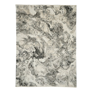 Calvin Klein Balian Contemporary Abstract Silver/Black Area Rug, 5'3"x7 ...