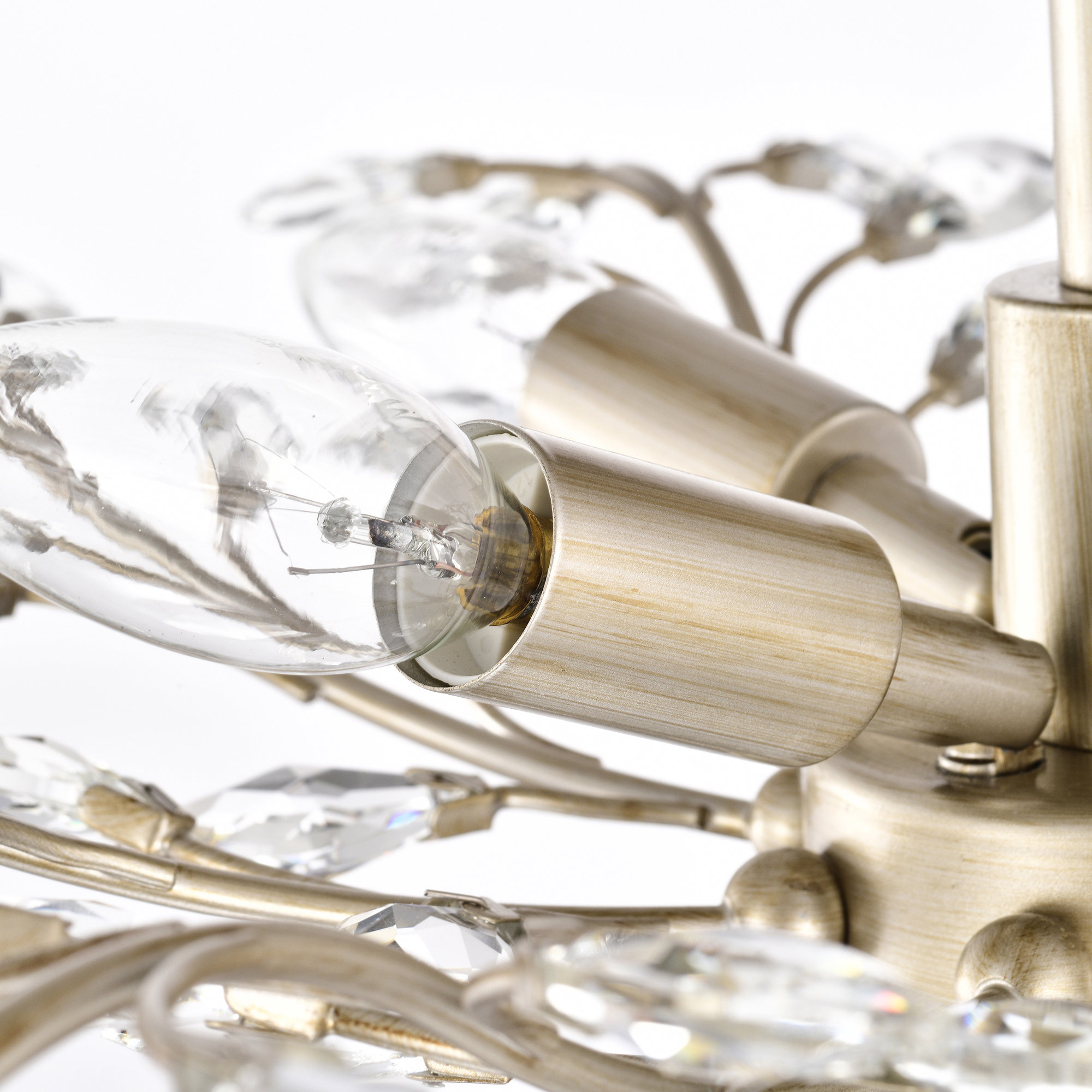 Cathy 4-Light Crystal Leaves Flush Mount in Brushed Champagne Silver ...