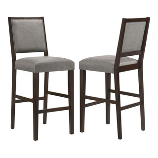 Bedford Upholstered Open Back Bar Stools With Footrest, Set of 2 Grey ...