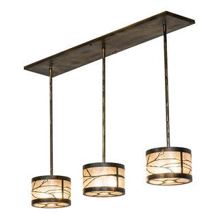 50" Long Branches 3 Light Island Pendant - Rustic - Kitchen Island ...