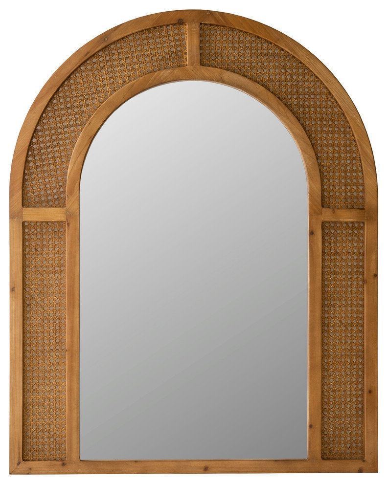 Woven Arched Rattan Framed Wall Mirror Small - Tropical - Wall Mirrors ...