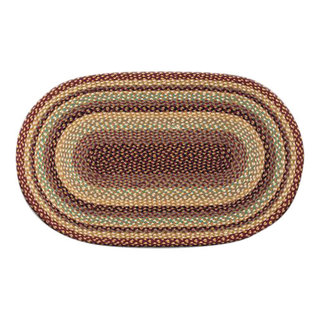 Burgundy, Gray and Cream Braided Rug, 2'3"x3'9" Oval - Area Rugs - by ...
