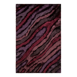 Flemish Hand-Woven Shag Rug, Rectangular Purple/Burgundy/Mauve 7'9"x10 ...