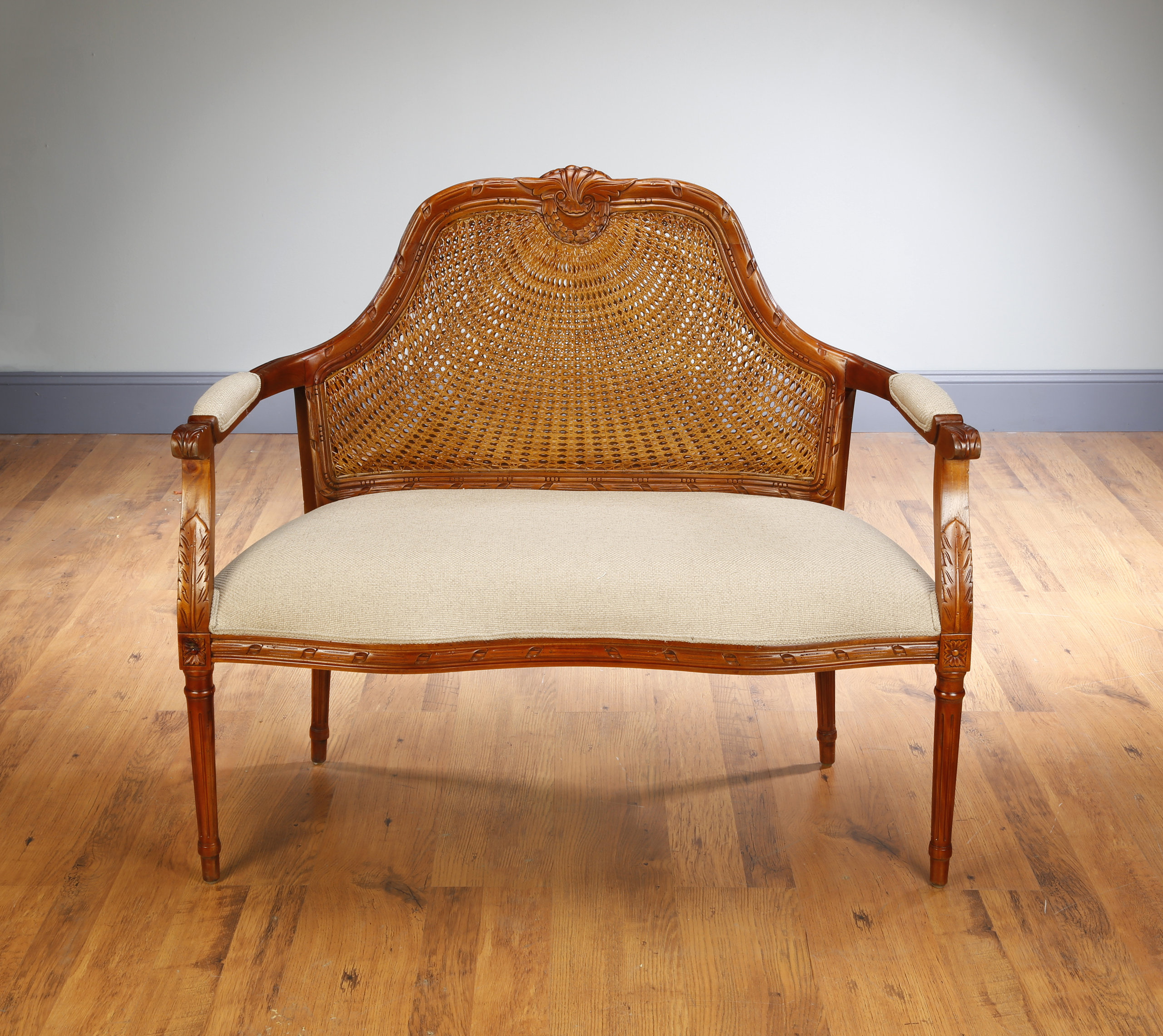 2 Seat Cane Back Setee, Walnut - Tropical - Loveseats - by Orchard ...