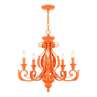 Livex 49065-77 5-Light Shiny Orange Chandelier, Shiny Orange - Eclectic ...
