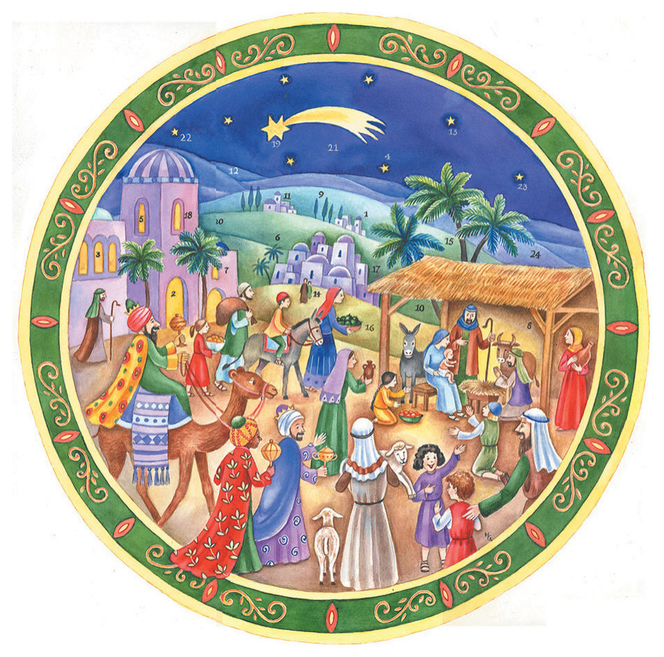 Sellmer Advent Calendar- Round Nativity Scene - Tropical - Prints And ...