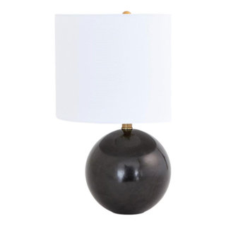 Black Veined Marble Sphere Table Lamp Round Ball Simple Minimalist 20.5 ...