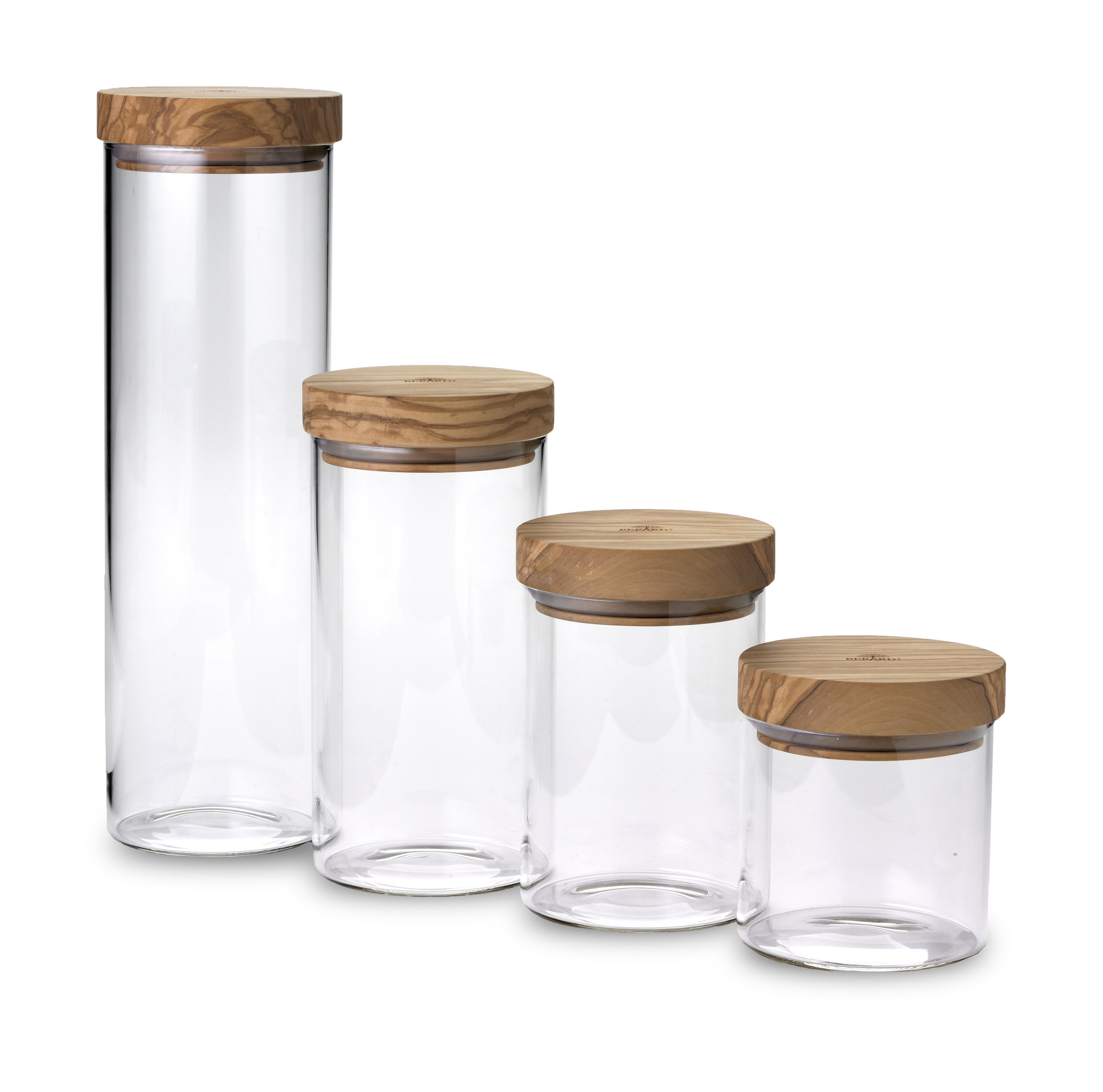 Berard Glass Jar with Olive Wood Lid, Set of 4 - Transitional - Kitchen ...