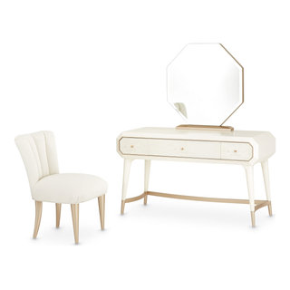 La Rachelle Vanity Set with Mirror & Chair - Medium Champagne ...