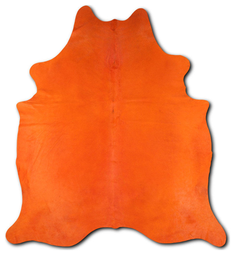 DYED HAIR ON Cowhide Rug DE DYED ORANGE, 5'x7' to 6'x8' - Contemporary ...