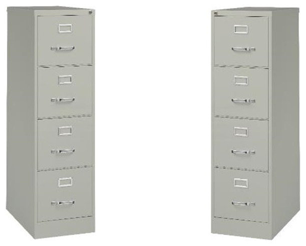Pemberly Row 4 Drawer Metal Vertical Filing Cabinet Set in Light Gray ...