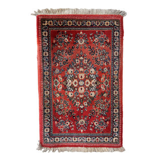 Vintage German Sarouk Style Rug 1.3'x2', 42cmx64cm, 1970s - Traditional ...