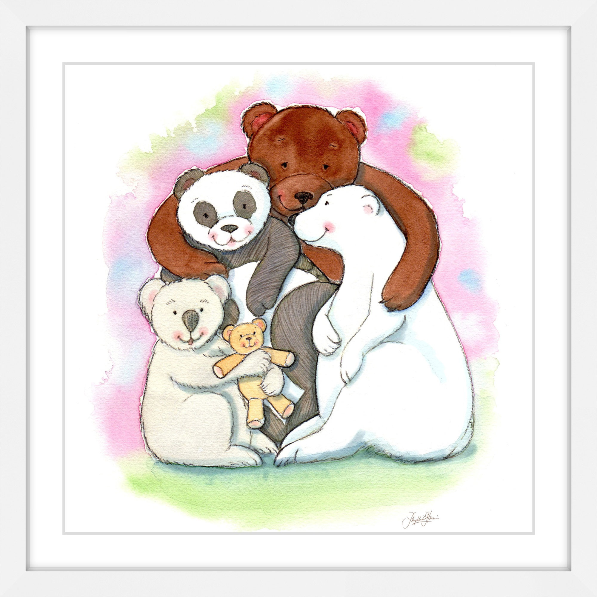"Bear Hug" Framed Painting Print, 12x12 - Contemporary - Prints And ...