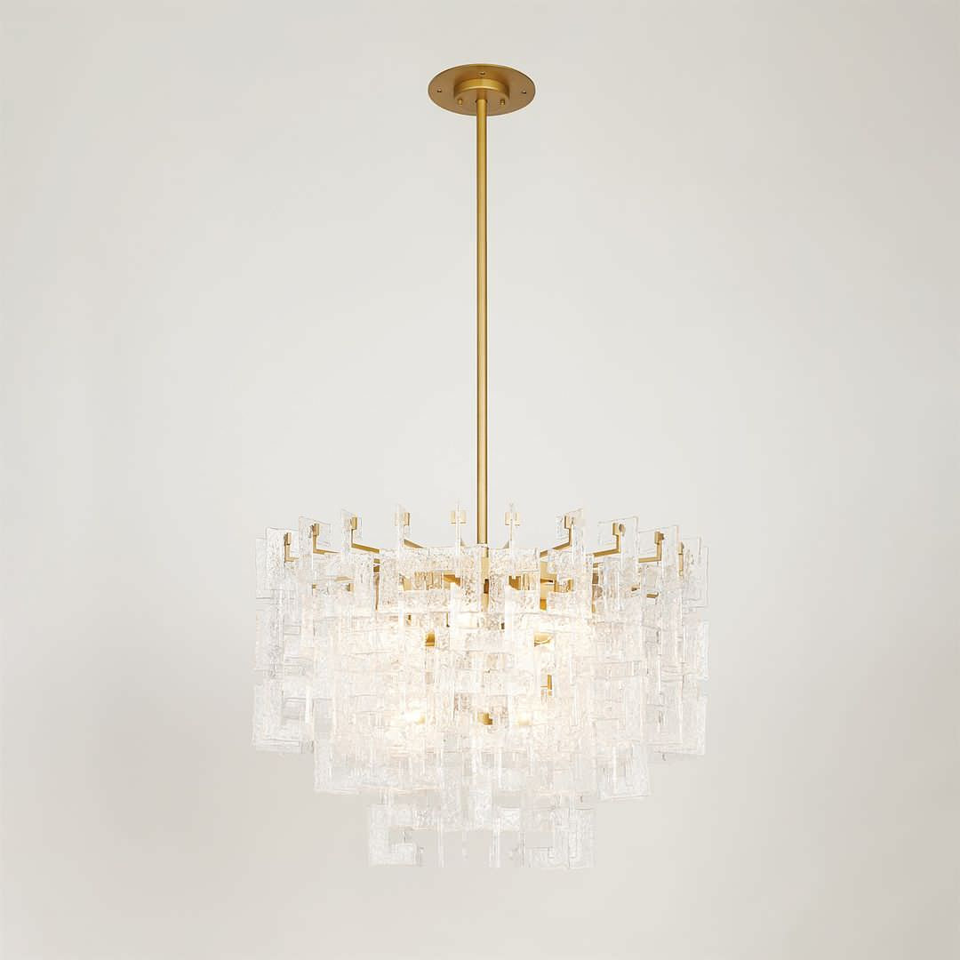 Spectacular Glass Chain Links Chandelier Art Glass Gold 38 in Round ...