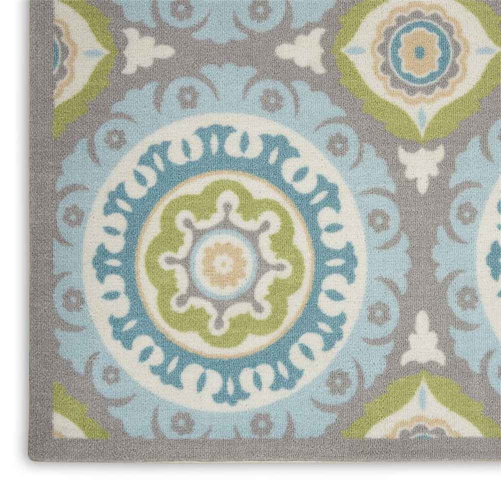 Waverly Sun N Shade 93x130" Rectangle Fabric Area Rug in Jade Green ...