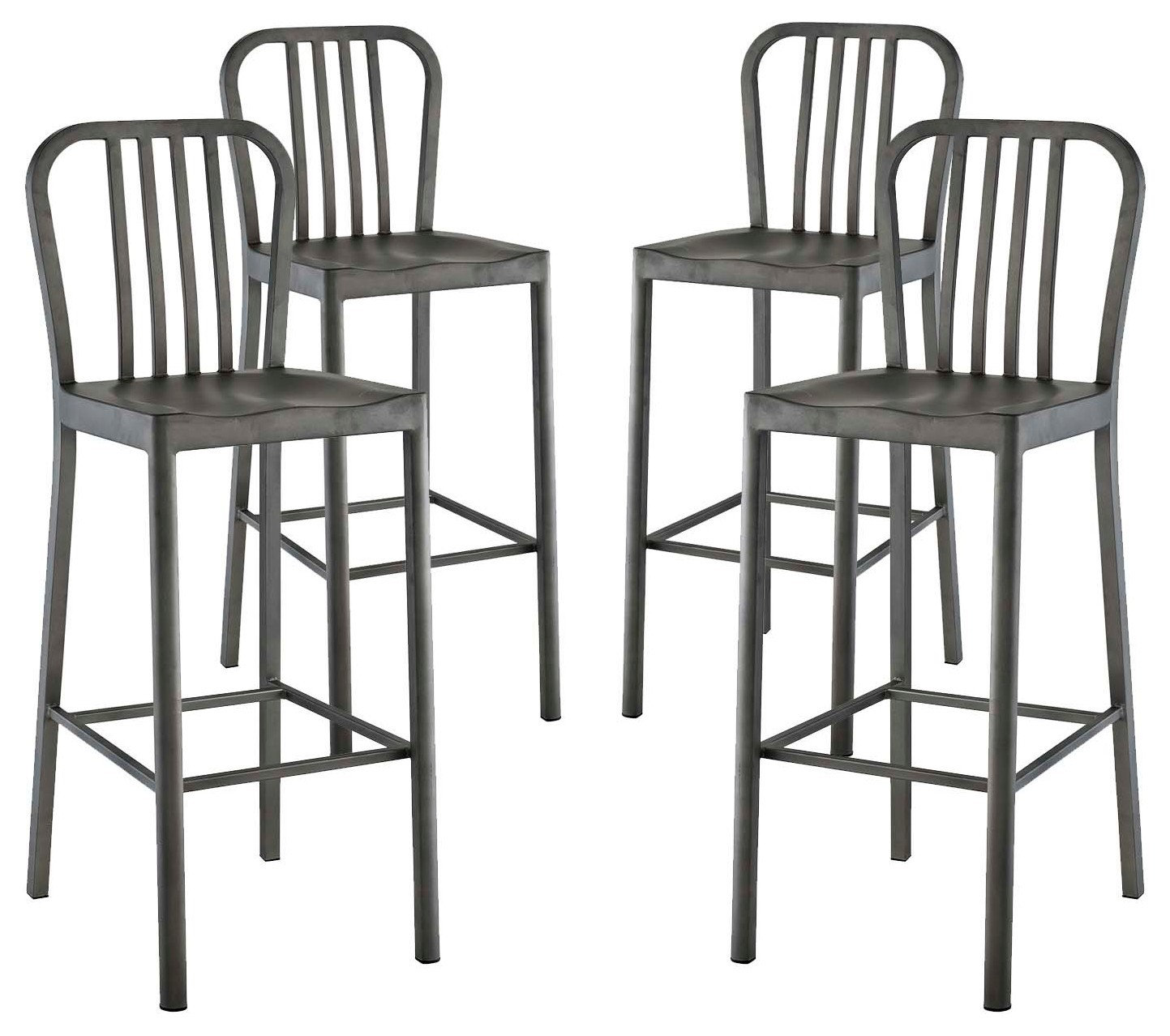 Modern Silver Clink Bar Stool Metal Set of 4, 19.5"Lx16"Wx43.5"H ...
