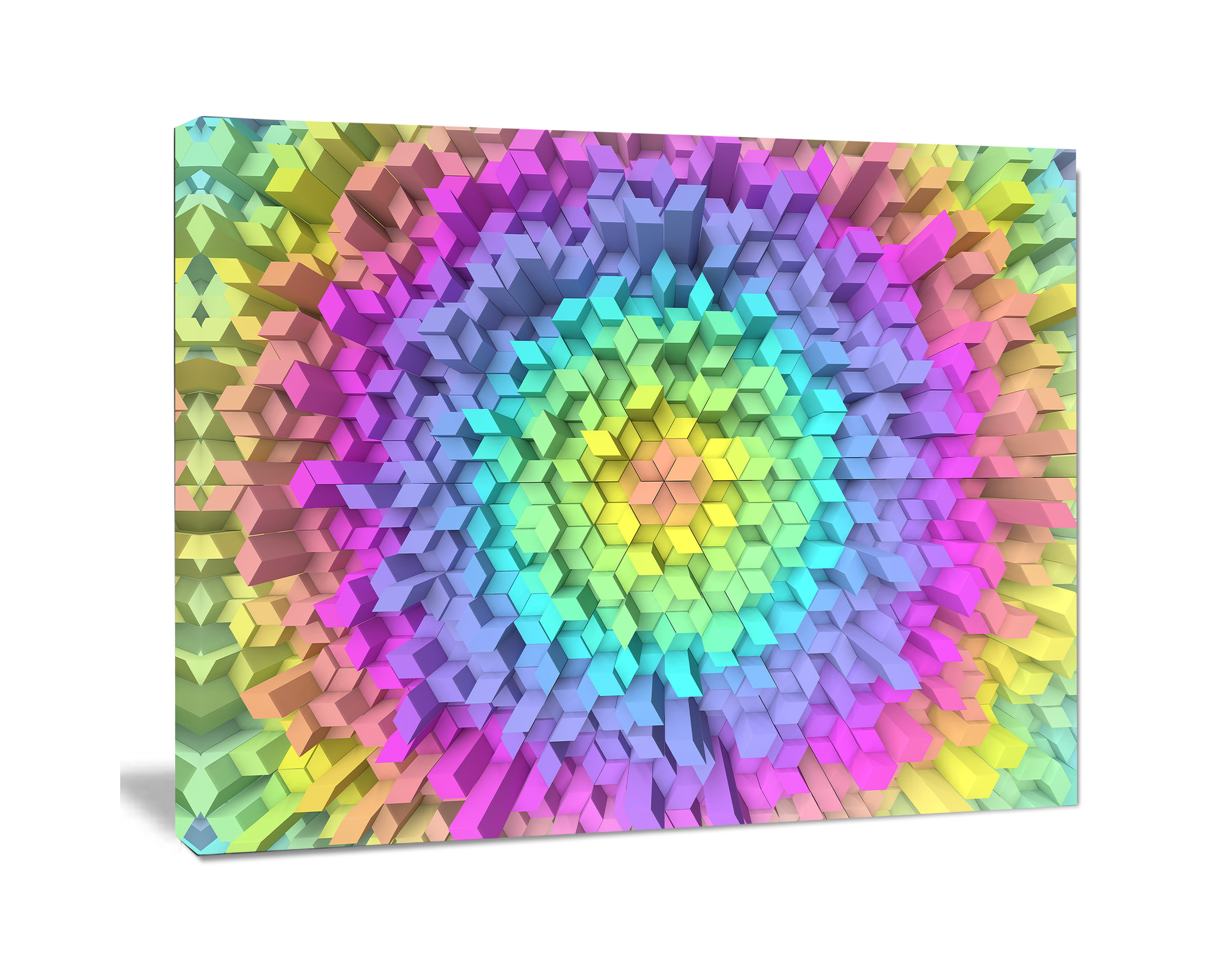 View of Colorful Geometric Shapes, Abstract Art on Canvas, 20"x12"x1 ...