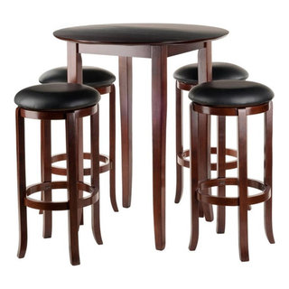 Winsome Fiona 5-Pieces Round Transitional Solid Wood Pub Set in Antique ...