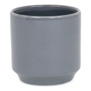 Elegant Gray Ceramic Pot - Medium - Transitional - Indoor Pots And ...