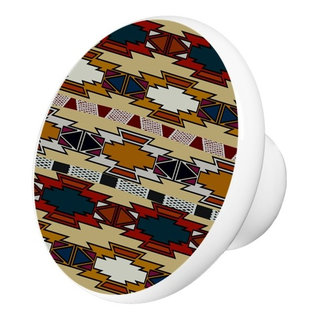 Aztec Print Ceramic Cabinet Drawer Knob - Southwestern - Cabinet And Drawer Knobs - by Carolina ...