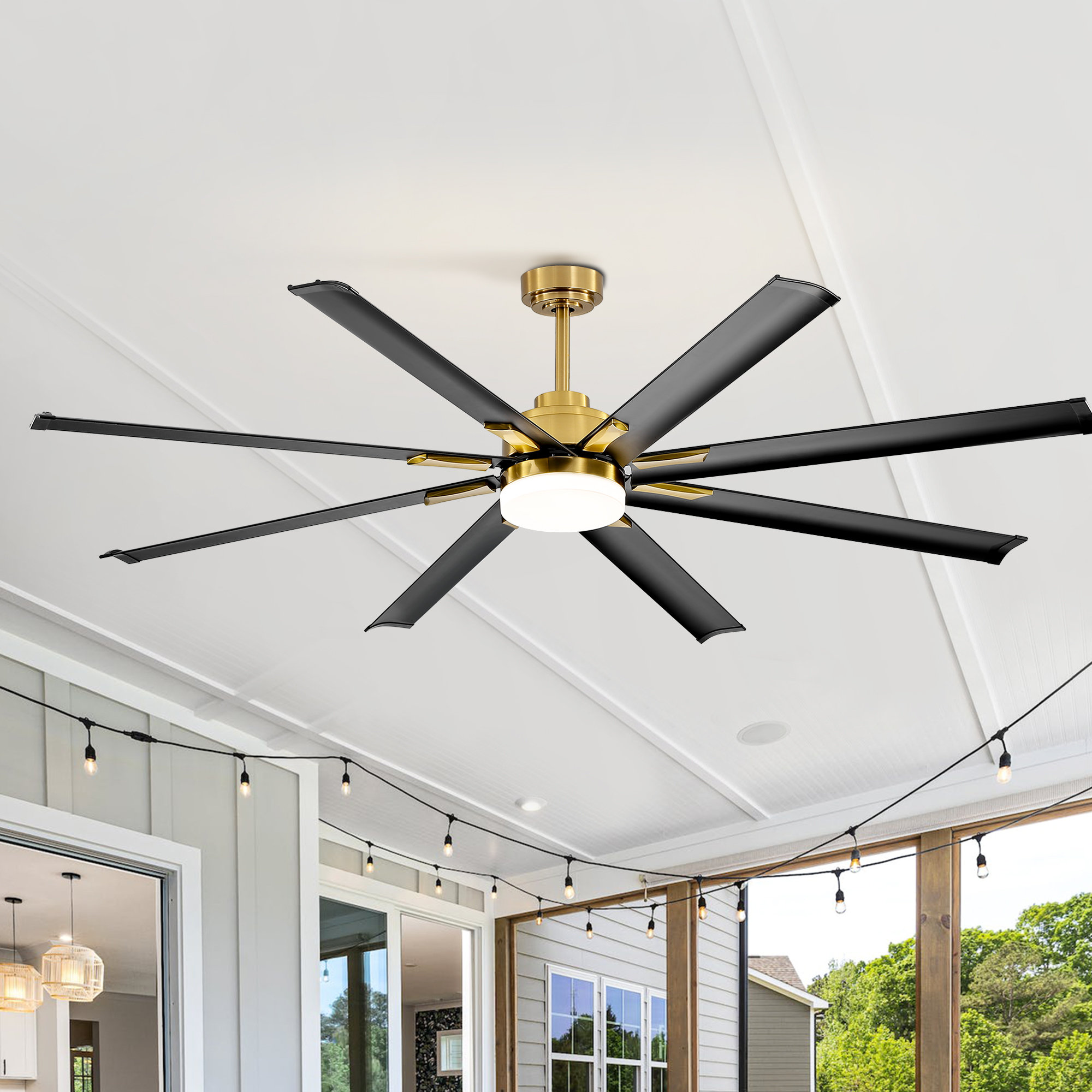 72" Indoor/Covered Outdoor 8-Blade LED Large Commercial Ceiling Fan ...