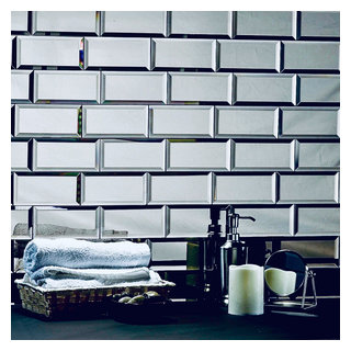 Reflections 3x6 Jewelry Beveled Glass Mirror Subway Tile in Graphite ...