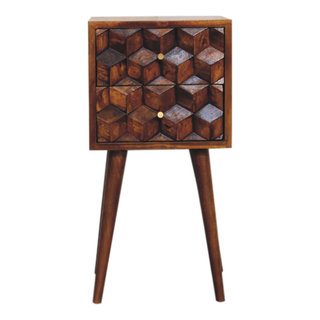 Mini Chestnut Cube 2 Drawer Nightstand - Midcentury - Nightstands And ...